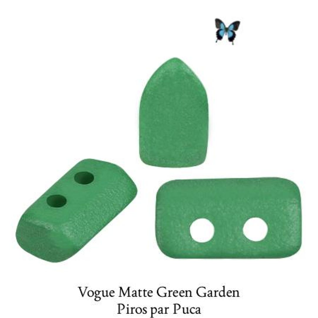 PIROS Par Puca® Vogue Matte Green Garden, 2-hole Glass Beads (5gr ...