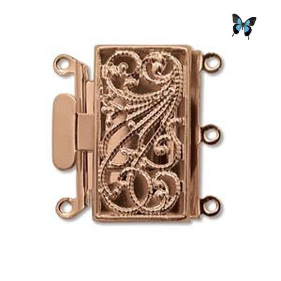 3 Strand Copper Plated Push Pull Box Clasp 13x22mm 2pc Set | Etsy