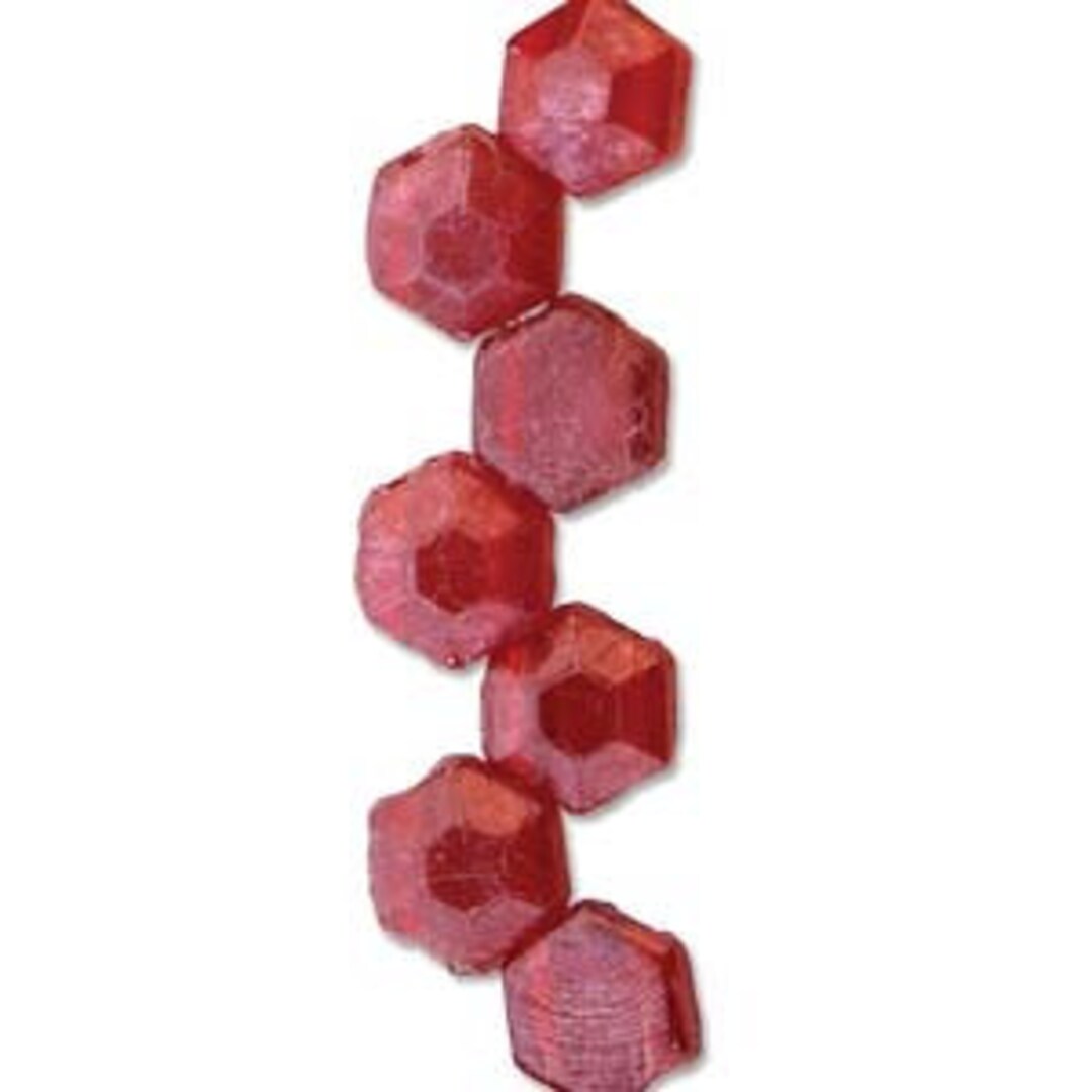 HONEYCOMB JEWEL 6mm Chiseled Ruby Luster 2 Hole Hexagon Czech Glass ...