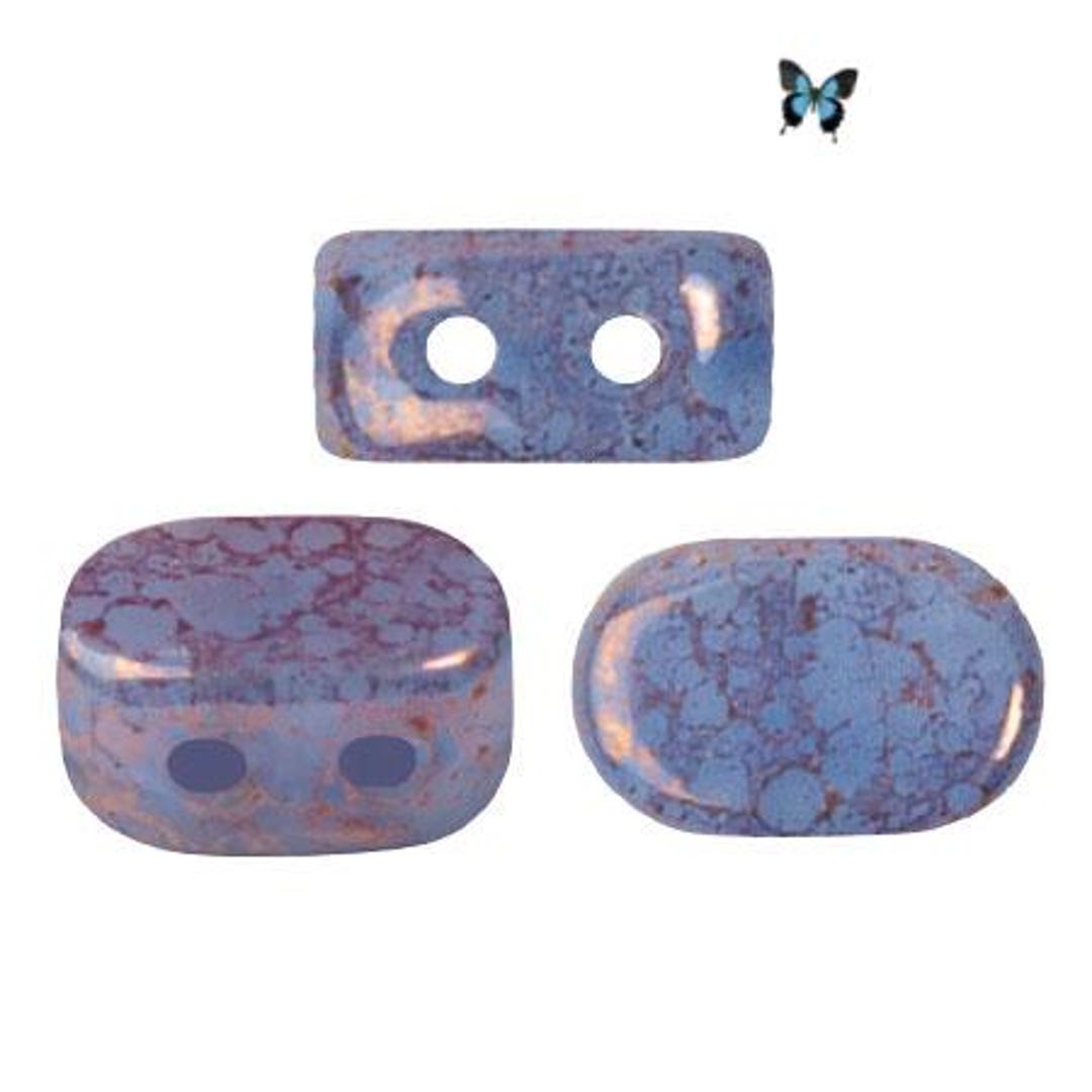 LIPSI Par Puca® Blue Opal Bronze 2-hole Czech Glass Beads (5gr/approx ...