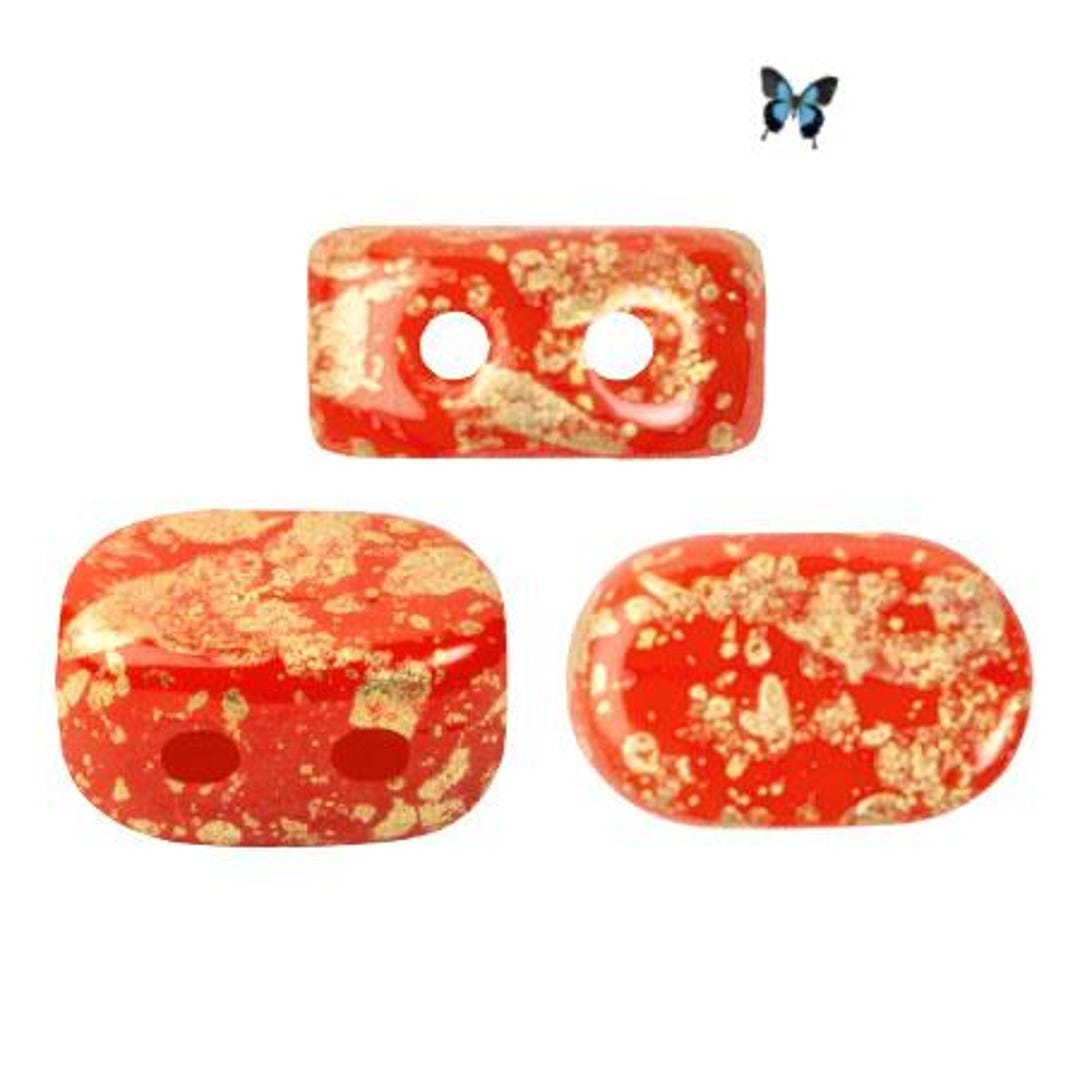 LIPSI Par Puca® Opaque Light Coral Splash 2-hole Glass Beads (5gr ...