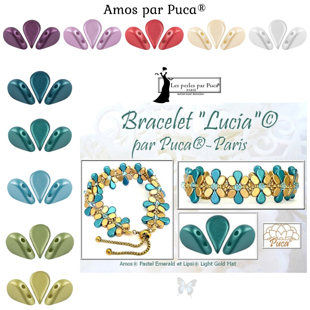 AMOS Par Puca® "pastel Collection" 2-hole Glass Beads (30pc), DIY ...