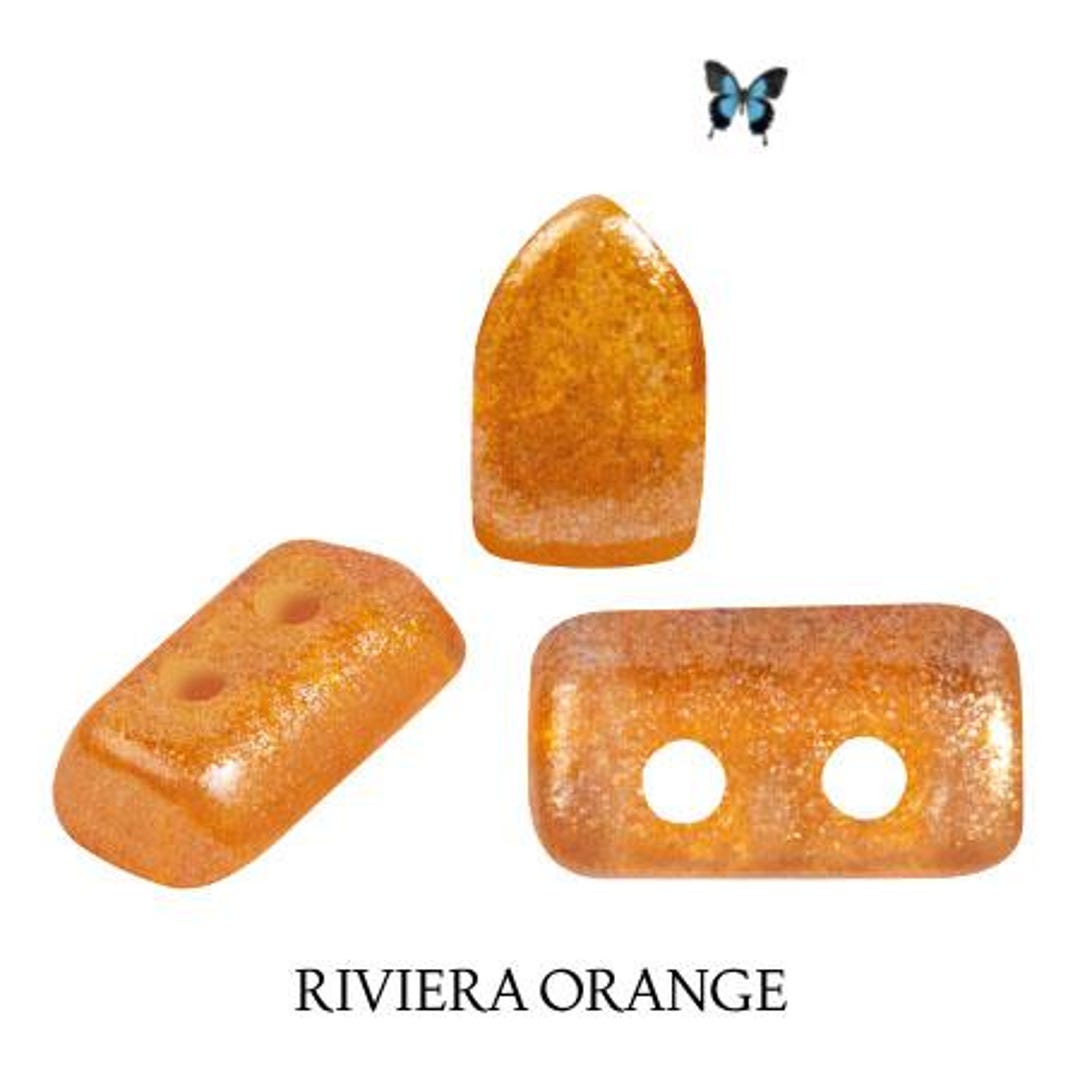 PIROS Par Puca® Riviera Orange, 2-hole Glass Beads (5gr/approx 85pc ...