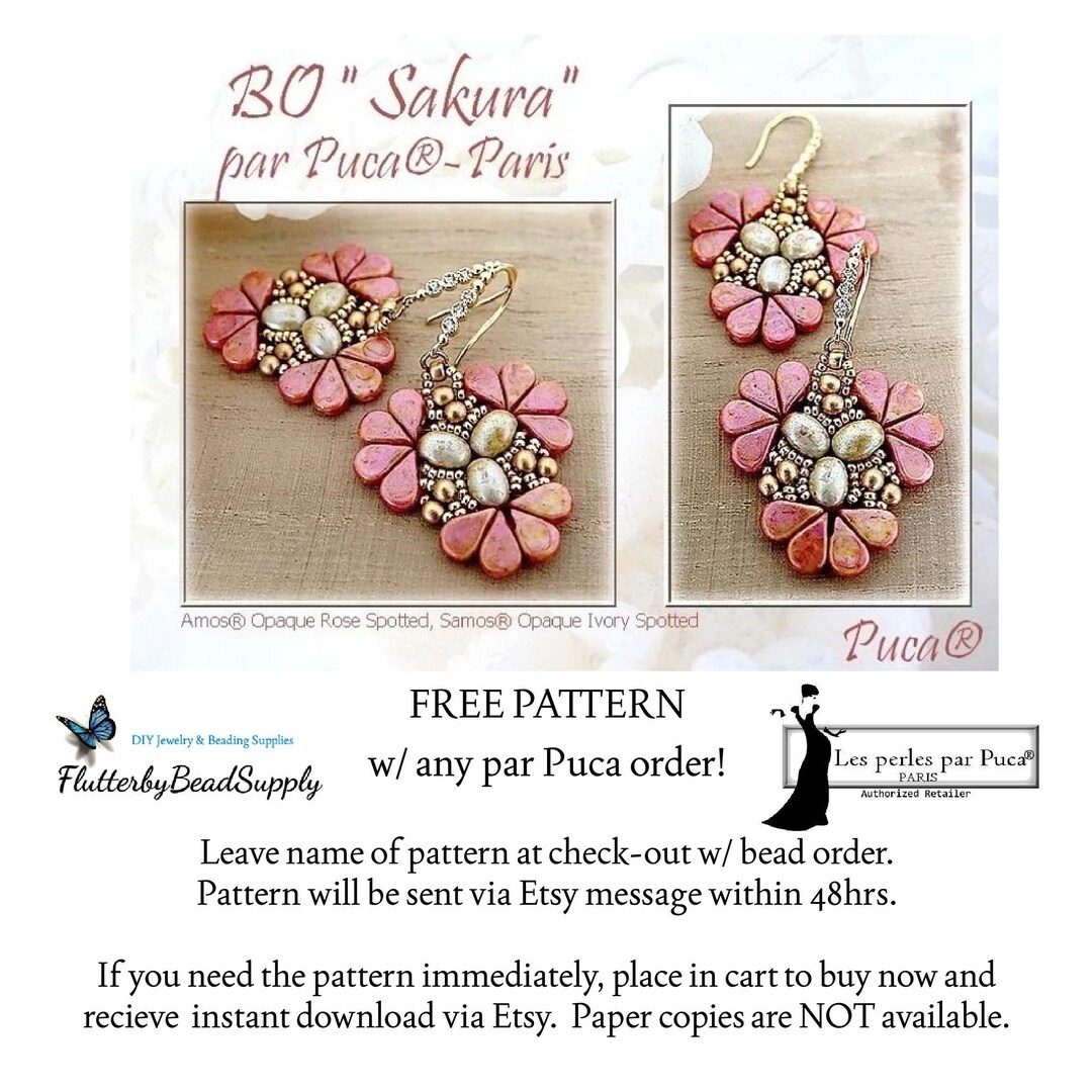 SAKURA Earrings Digital PDF Pattern by Les Perles Par Puca® (free ...