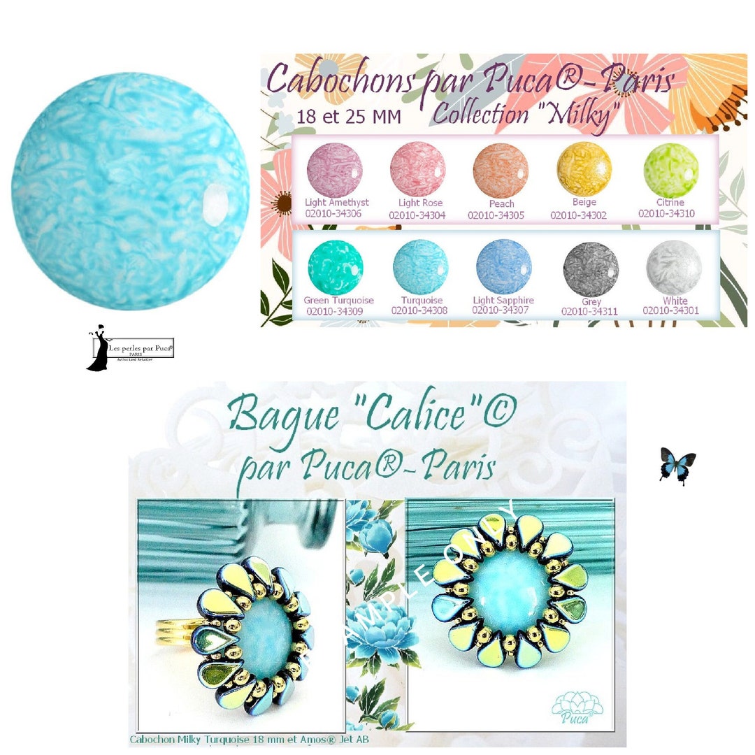 1pc Milky Turquoise Cabochon Par Puca® (18mm / 25mm) Round Domed Flat ...