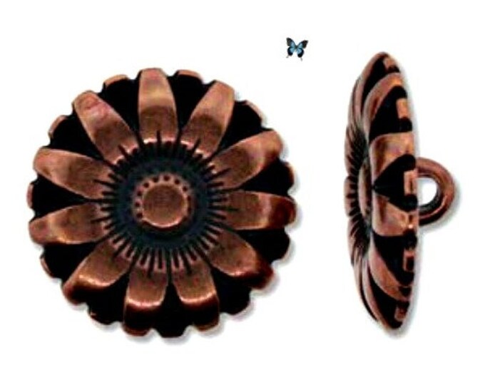 17mm Antique Copper Flower Button W/metal Shank (1pc), DIY Jewelry ...
