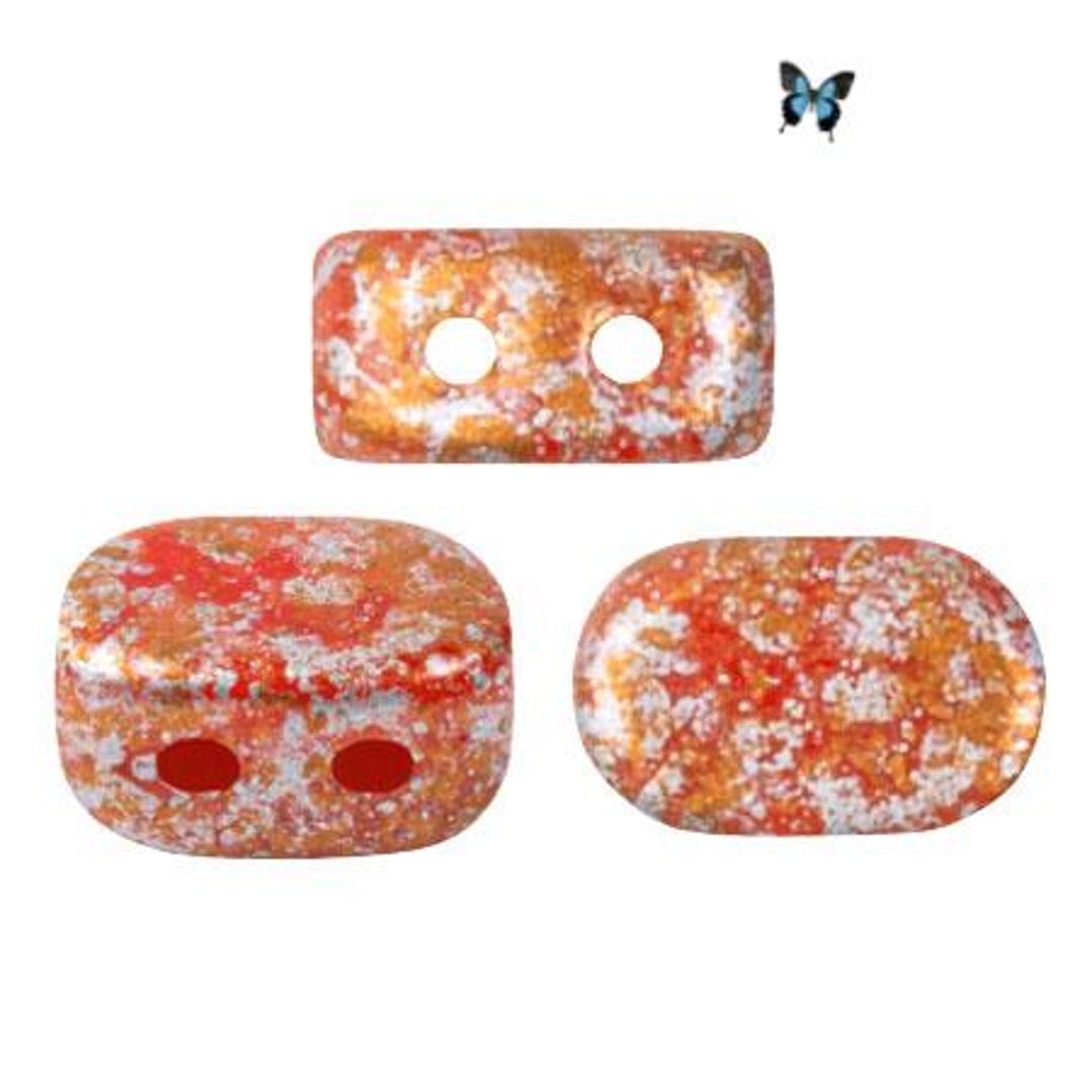 LIPSI Par Puca® Opaque Light Coral Tweedy 2-hole Glass Beads (5gr ...
