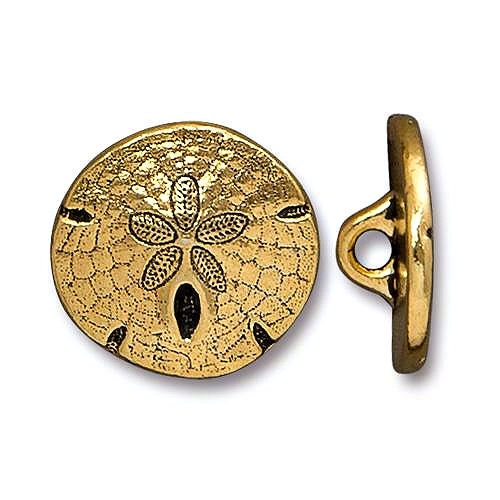 17mm Antiqued Gold Plated Sand Dollar Button Tierracast Metal - Etsy