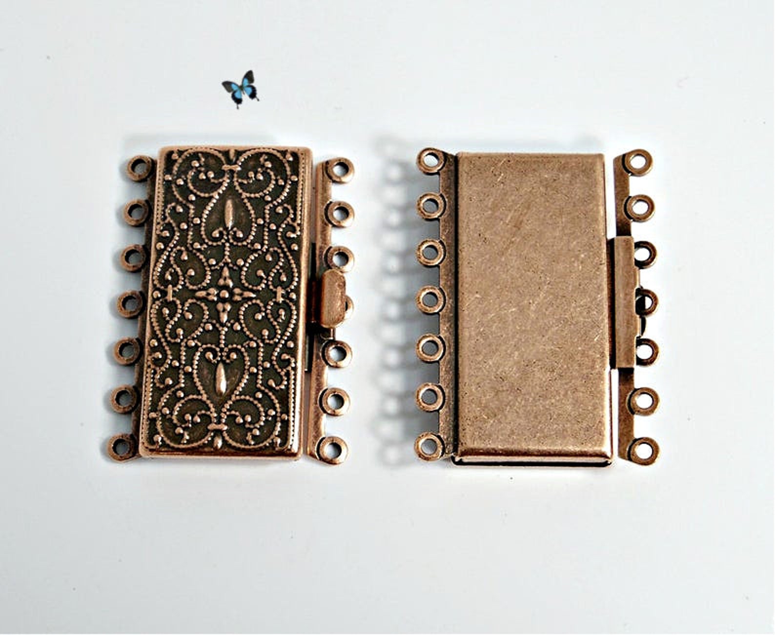 7 Strand Antique Copper Plated Brass Box Clasp 26x36mm (1ct) , DIY ...