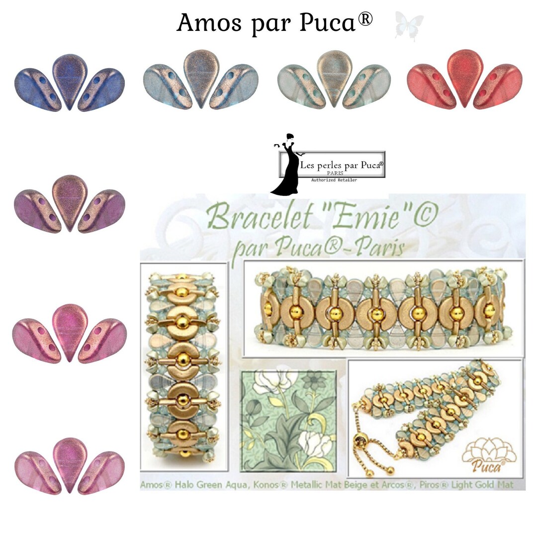 AMOS Par Puca® "halo Collection" 2-hole Glass Beads (30pc), DIY Jewelry ...