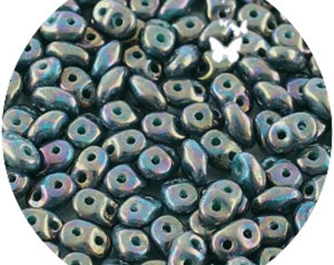 SUPERDUO Nebula Turquoise Green Two Hole Glass Beads (10gr), DIY ...