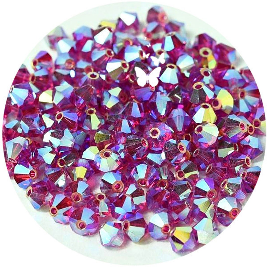 FUCHSIA AB 2X 4mm Preciosa® Crystal Bicone (48pc) Bead Supply - Etsy