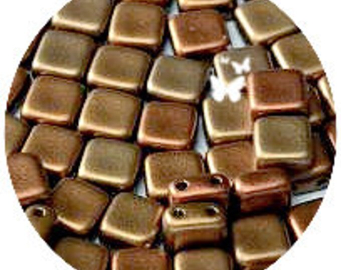 6mm Metallic Mix Two Hole Tile Beads (25pc), DIY Jewelry 2-hole Bead ...