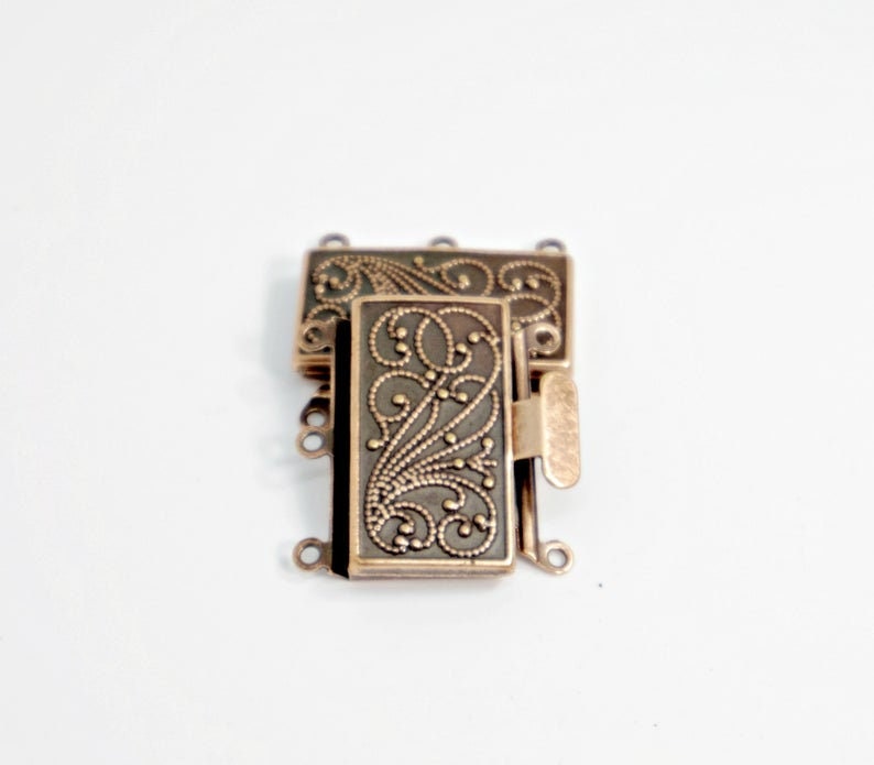 3 Strand Antique Copper Plated Box Clasp 13x22mm (1ct), DIY Jewelry ...
