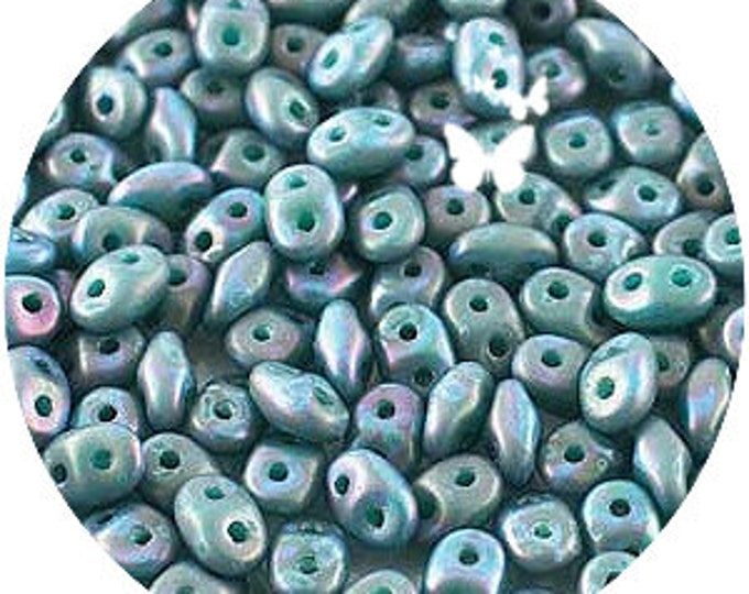 SUPERDUO Nebula Turquoise Green Matte Two Hole Glass Beads (10gr), DIY ...