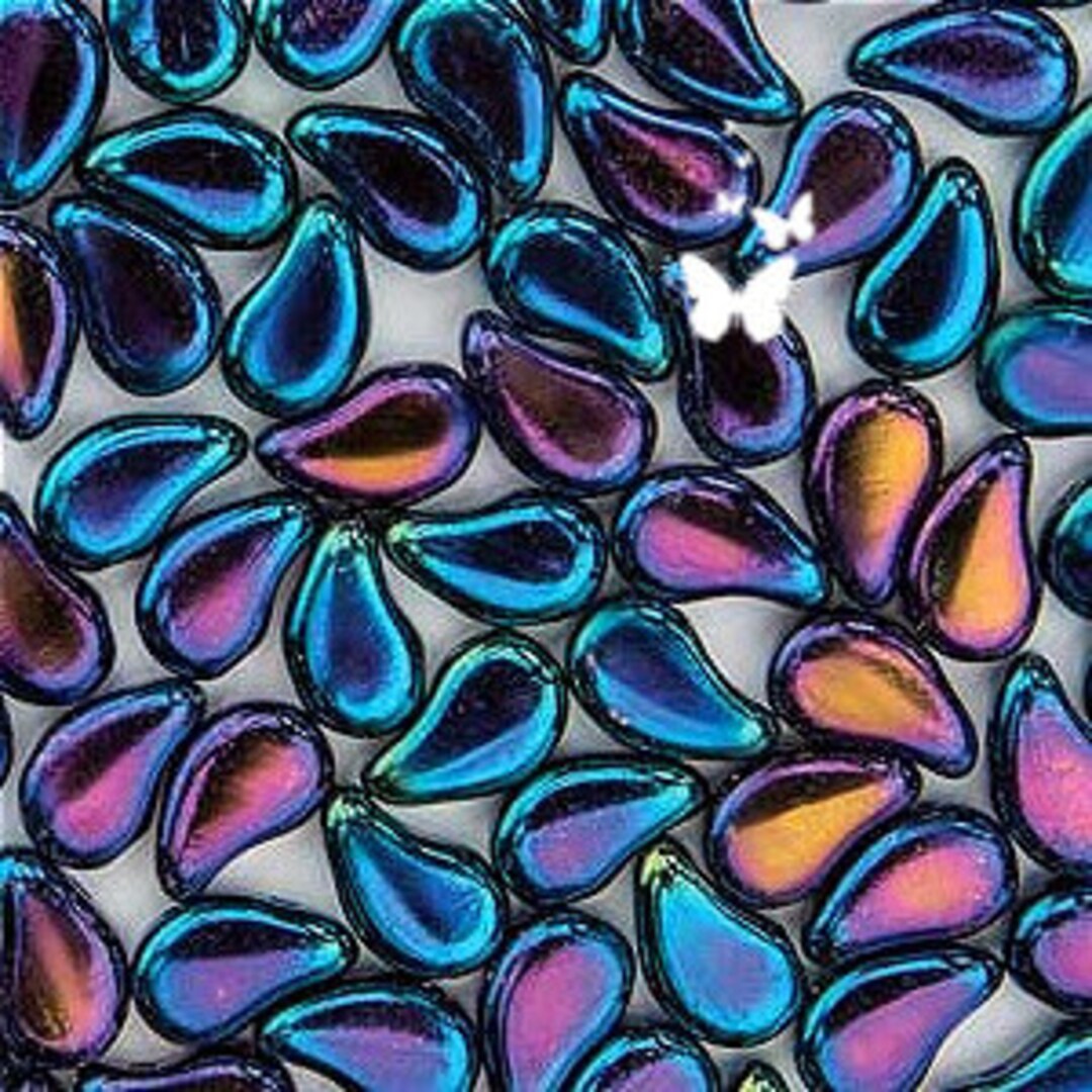 Jet Blue Iris PAISLEY DUO 2-hole Czech Glass Beads 10gr - Etsy