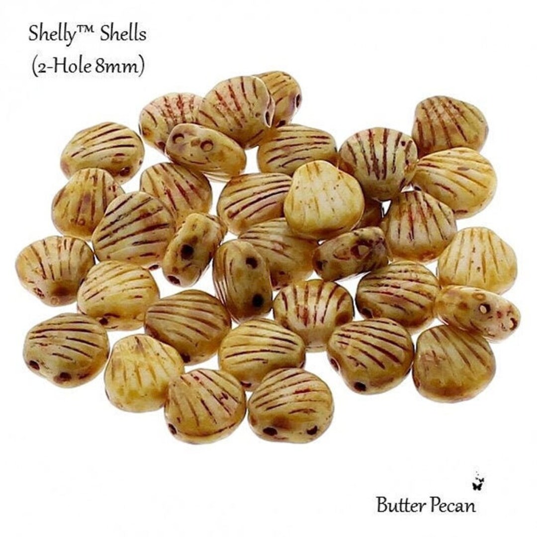 Butter Pecan Shelly™ Shells 8mm 2-Hole Czech Glass Beads - Etsy España