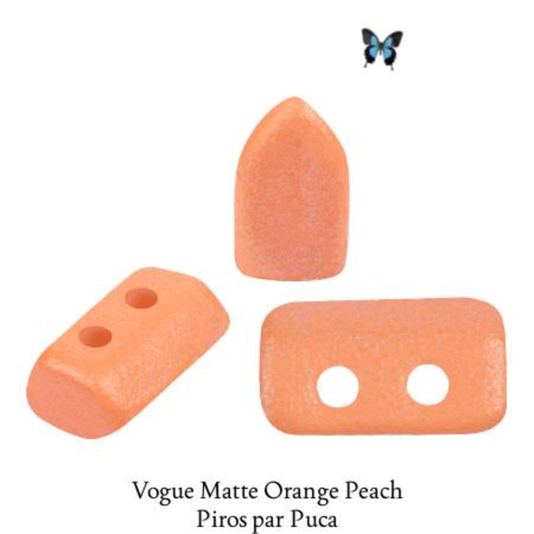 PIROS Par Puca® Vogue Matte Orange Peach, 2-hole Glass Beads (5gr ...