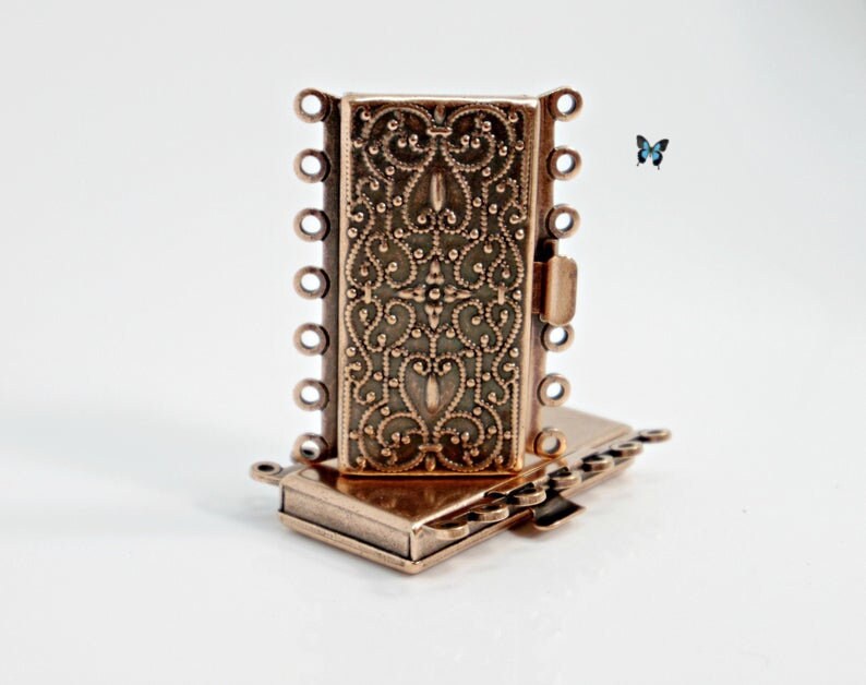 7 Strand Antique Copper Plated Brass Box Clasp 26x36mm 1ct - Etsy