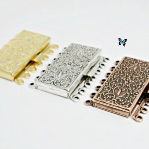 7 Strand Antique Copper Plated Brass Box Clasp 26x36mm (1ct) , DIY ...
