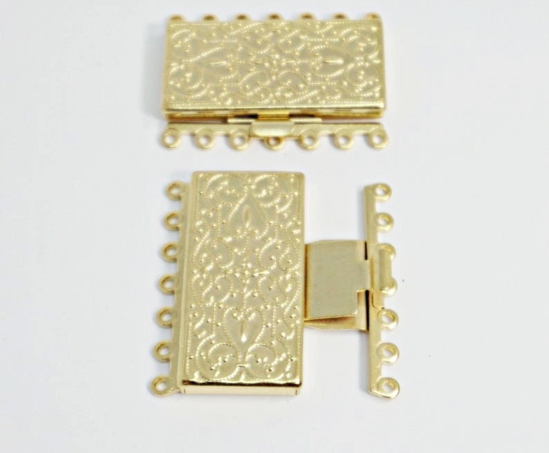 7 Strand Gold Plated Brass Box Clasp 1ct DIY Jewelry Supply | Etsy