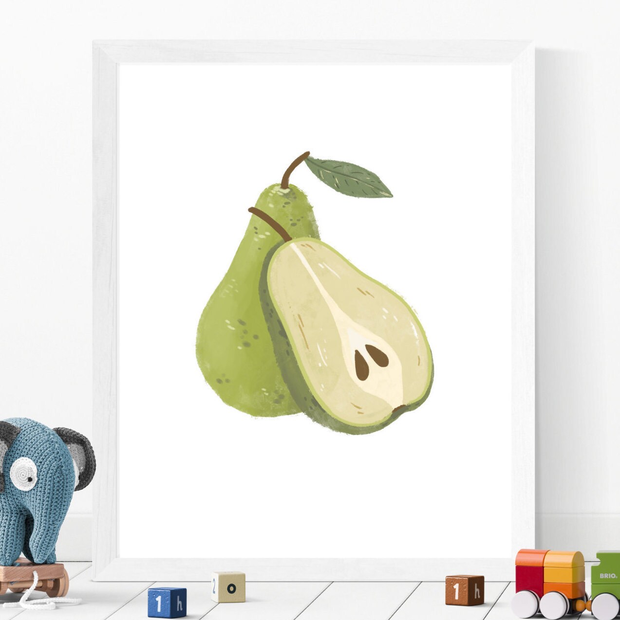Pear Poster Fruit digital illustration for baby and child | Etsy