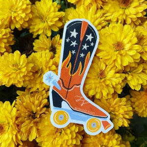 Roller Skate Rodeo Cowboy Boot Sticker - Etsy