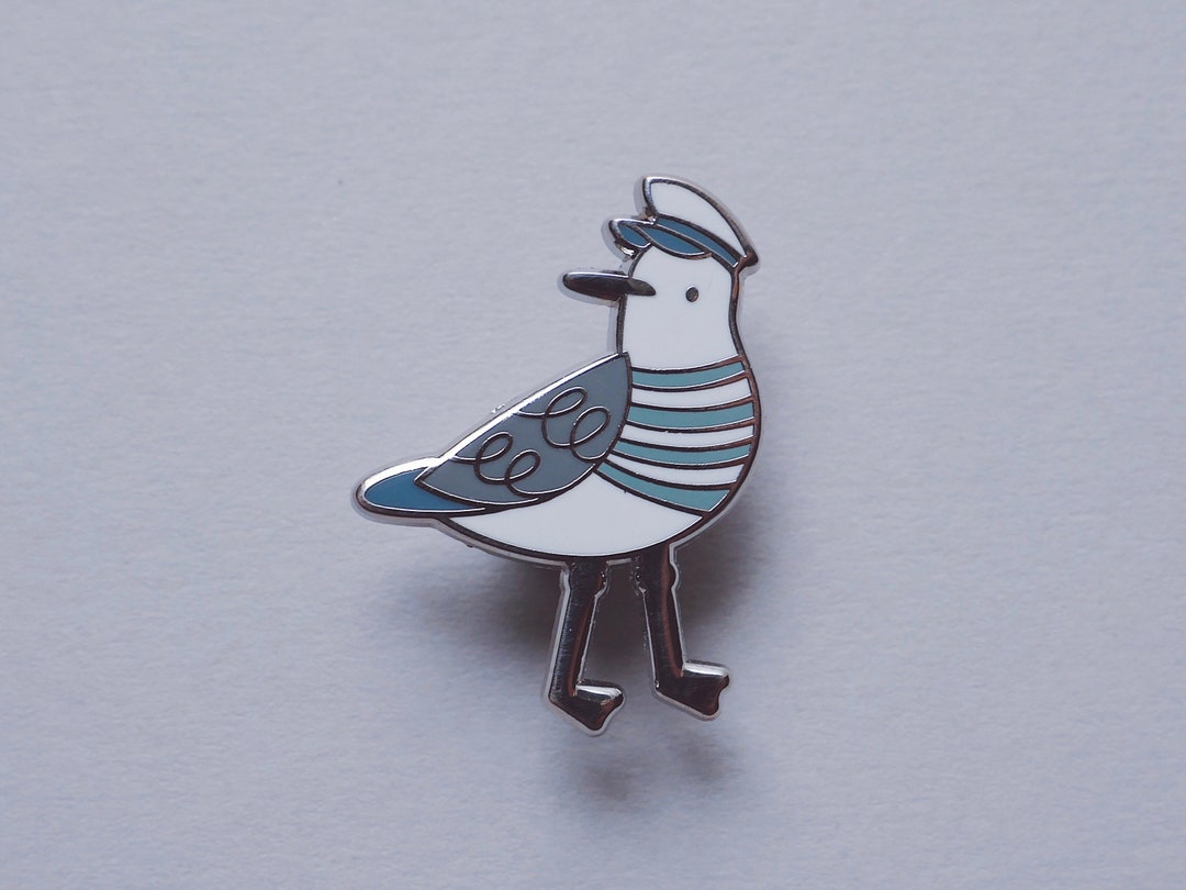 Seagull Sea Captain Enamel Pin | Seagull Pin | Bird Pin | Seaside Pin ...