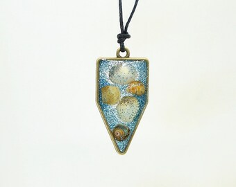 Pendant With Natural Shell in Resin Sphere on a Silver Chain. Resin ...