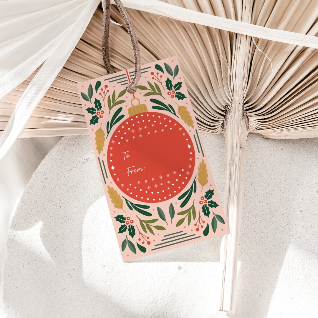 Christmas Ornament Gift Tag, Custom Party Favor Tag, Personalized Gift ...