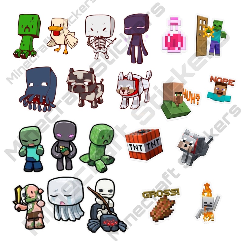 Minecraft Stickers 21 Assorted Pack - Etsy