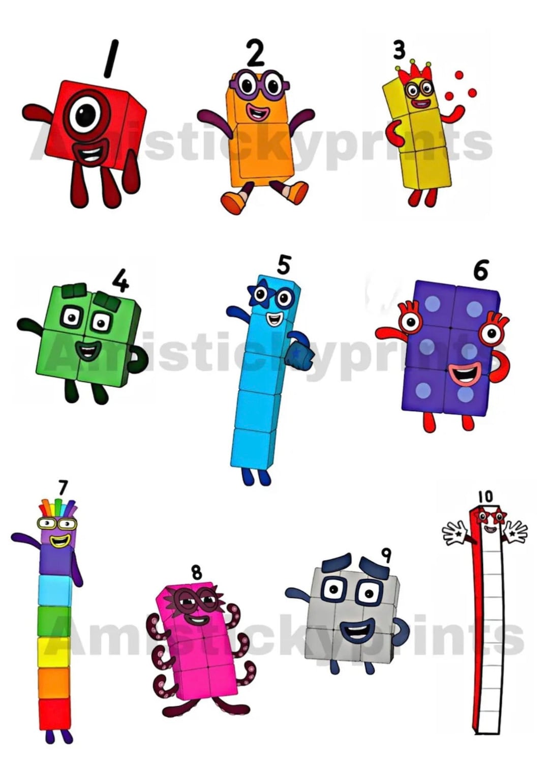 Number Blocks Stickers - Etsy