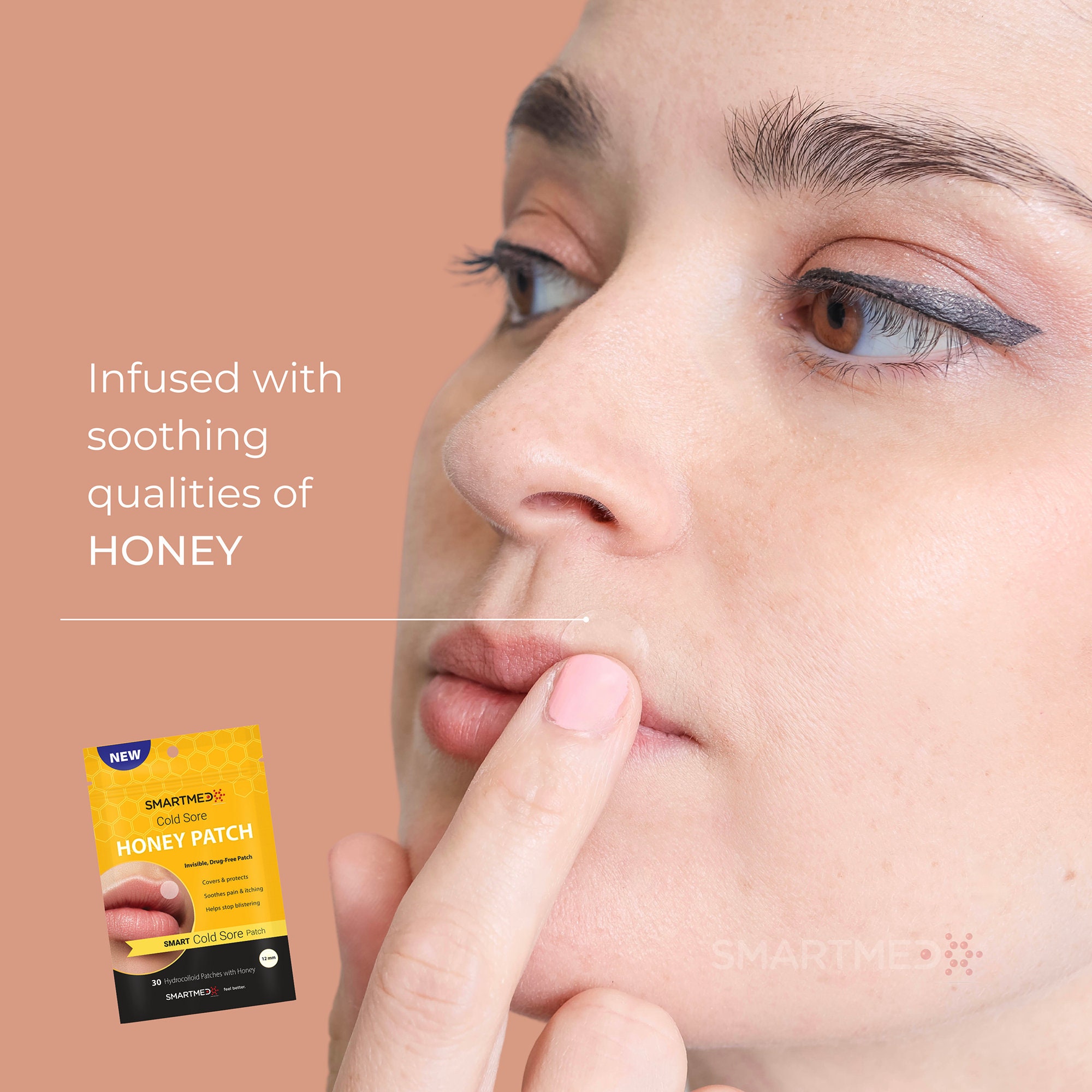 Smart Cold Sore Patch Honey 30 Ct 12mm Fever Blister Treatment Conceals ...
