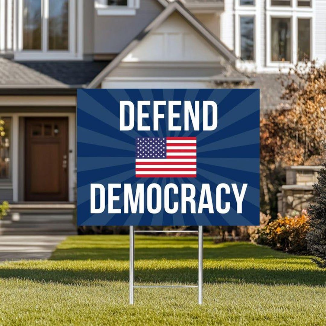 Defend Democracy Yard Sign, Protest Sign, Anti Trump Yard Sign, Liberal ...