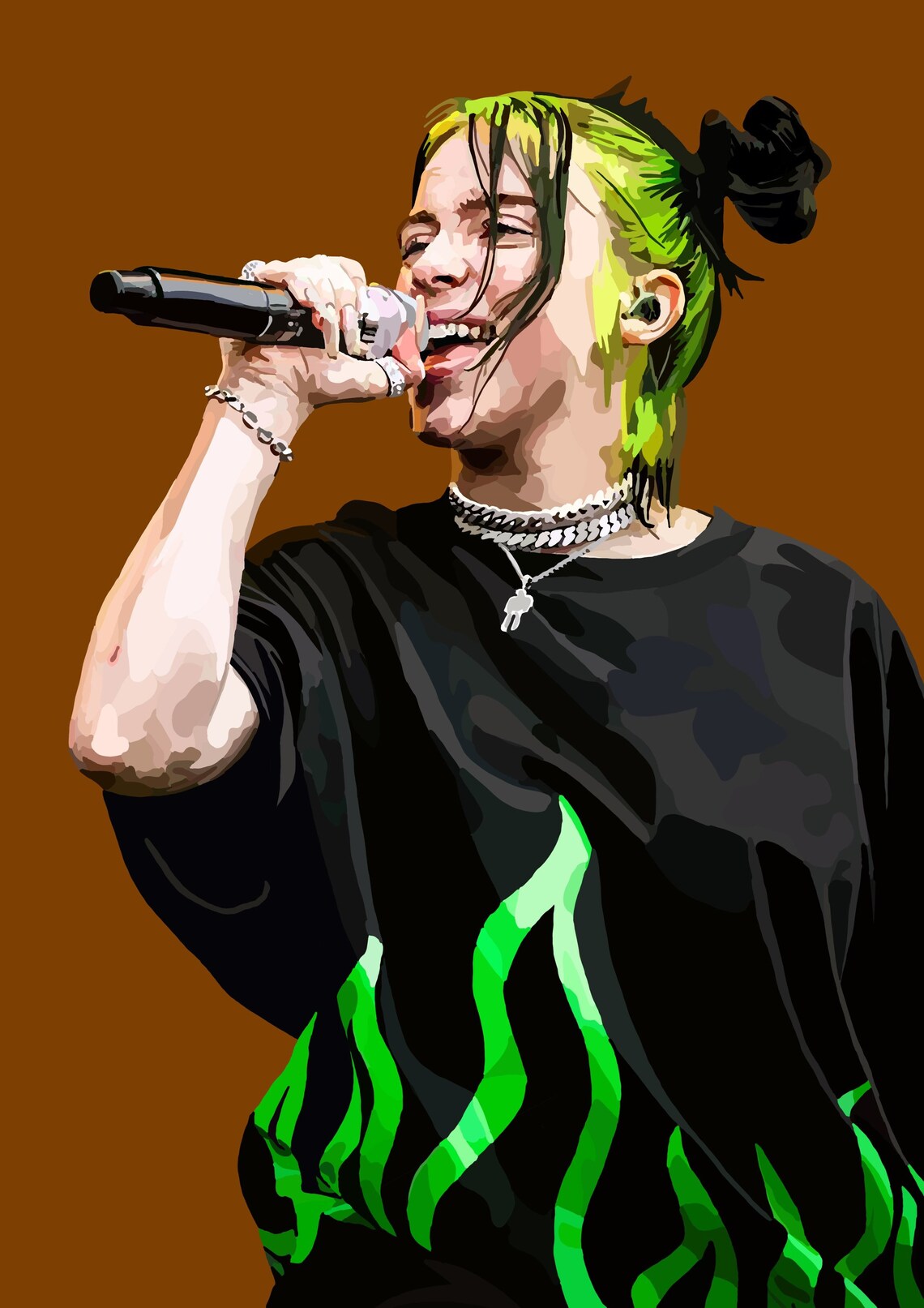Billie Eilish Digital Art Print Hand Drawn 12 Inches by 8 Inches - Etsy