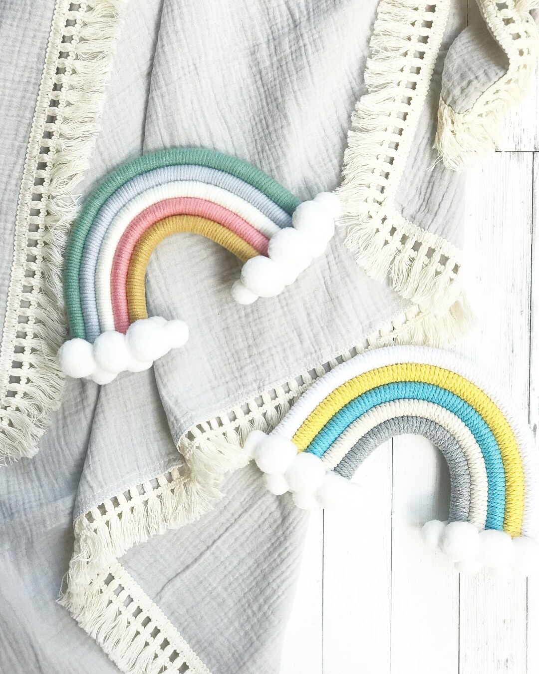 Boho Macrame Rainbow Decor Baby Nursery Wall Art Kids Bedroom Decor ...