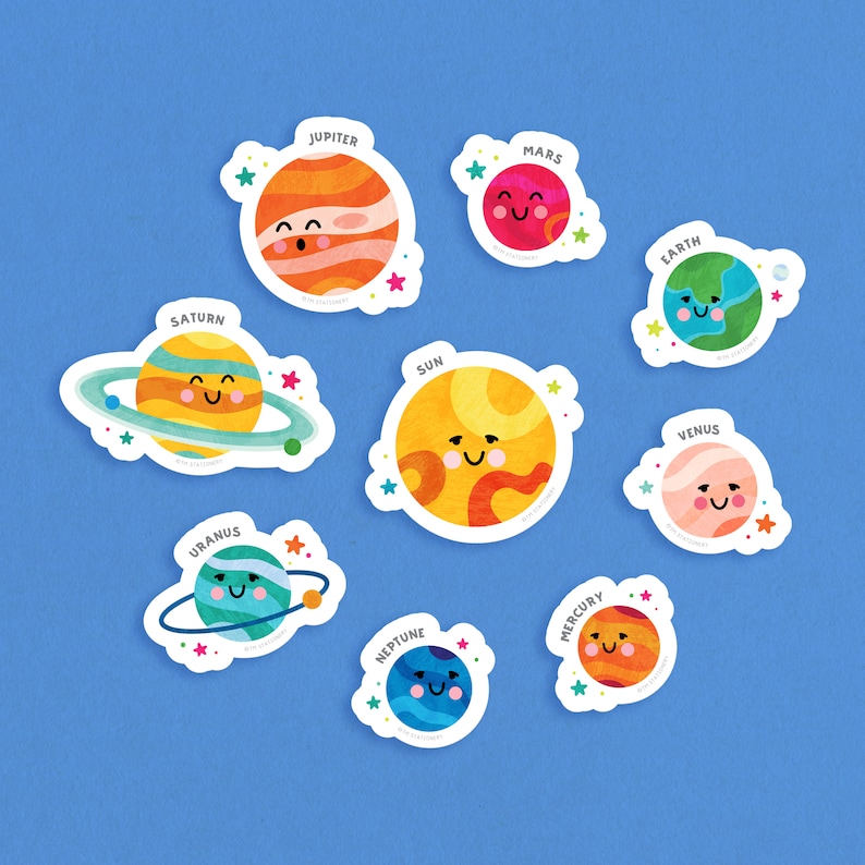 Little Planets - Set of 9 Die-cut Stickers - Etsy