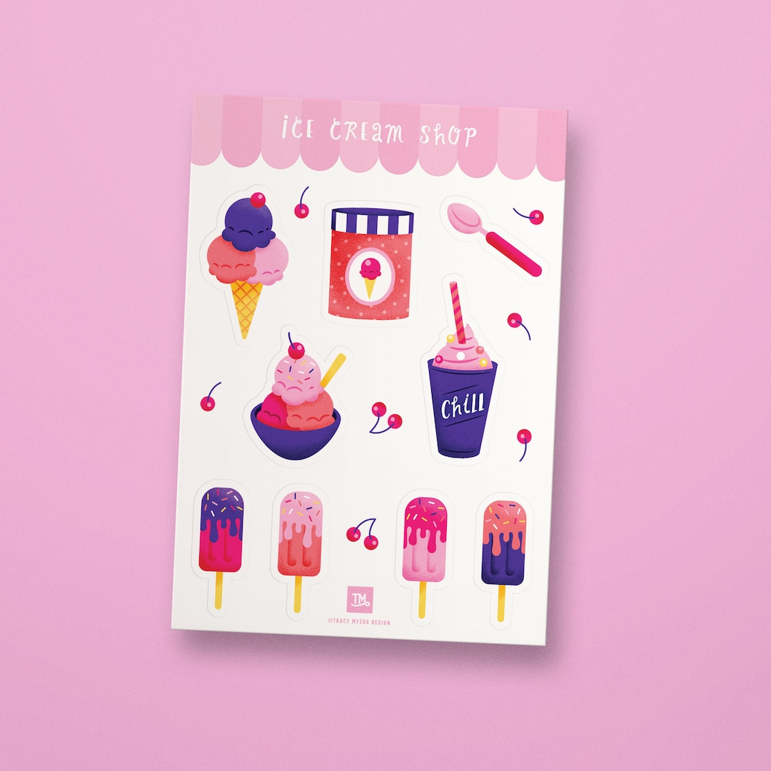 Ice Cream Shop Sticker Sheet - Etsy