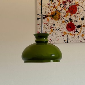 Green Glass Vintage Pendant Lamp / Mid-century Modern Ceiling Light ...