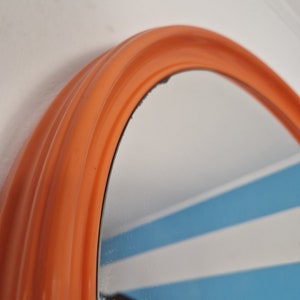 Orange Round Mirror / Vintage Circle Mirror / Mid Century Modern Wall ...