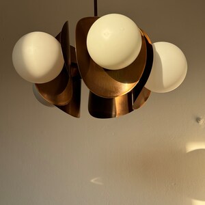 Bronze Cooper 5 Arms Sputnik Chandelier / Vintage Pendant Light ...