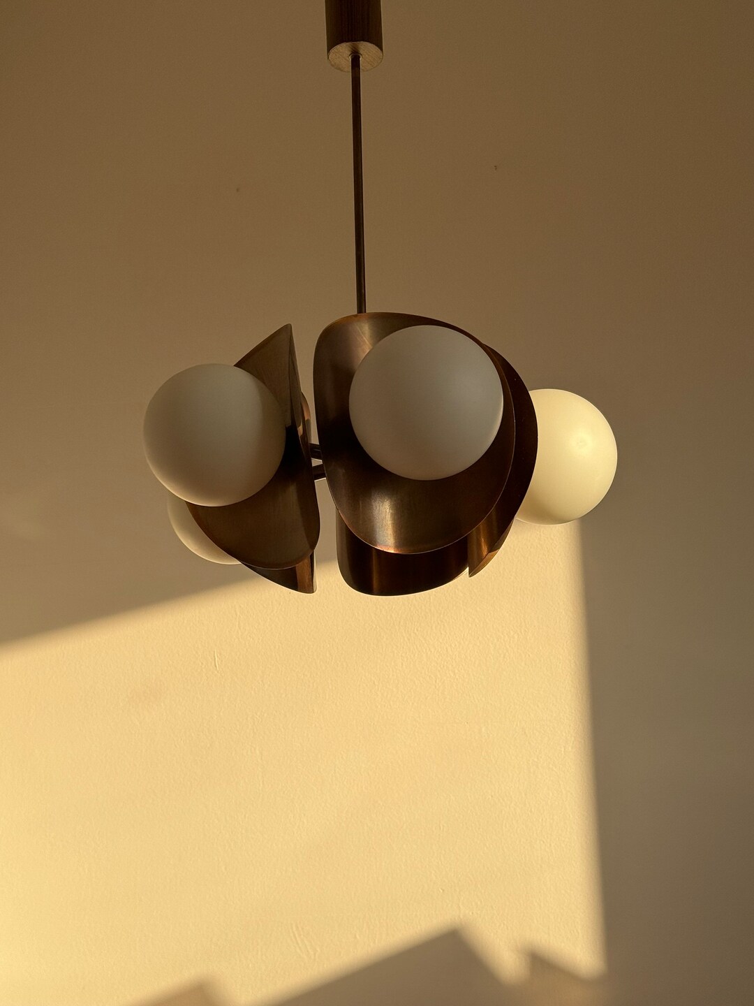 Bronze Cooper 5 Arms Sputnik Chandelier / Vintage Pendant Light ...