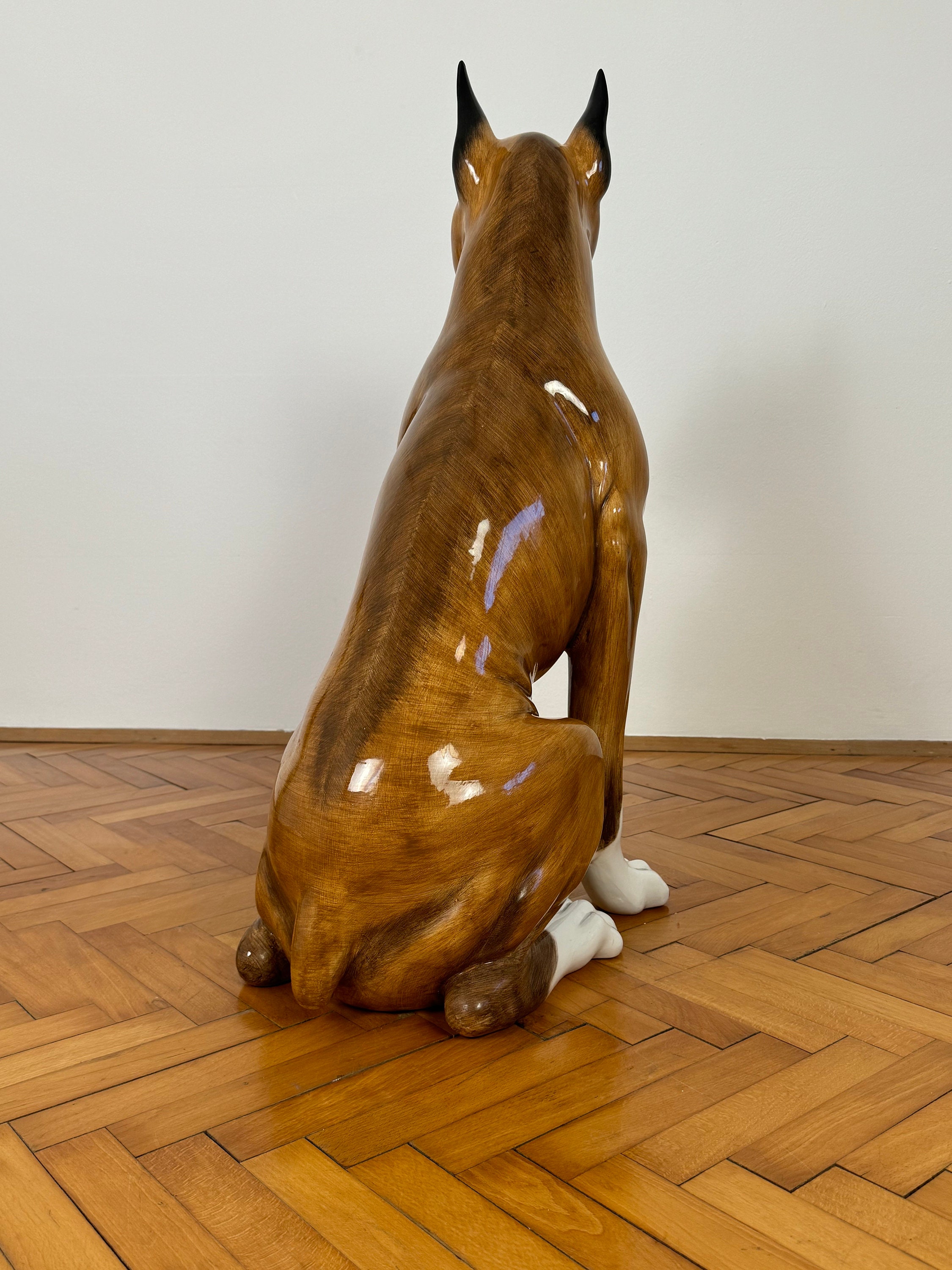 Boxer Dog Ceramic Statue / Vintage Porcelanin Life Size Dog Figurine ...