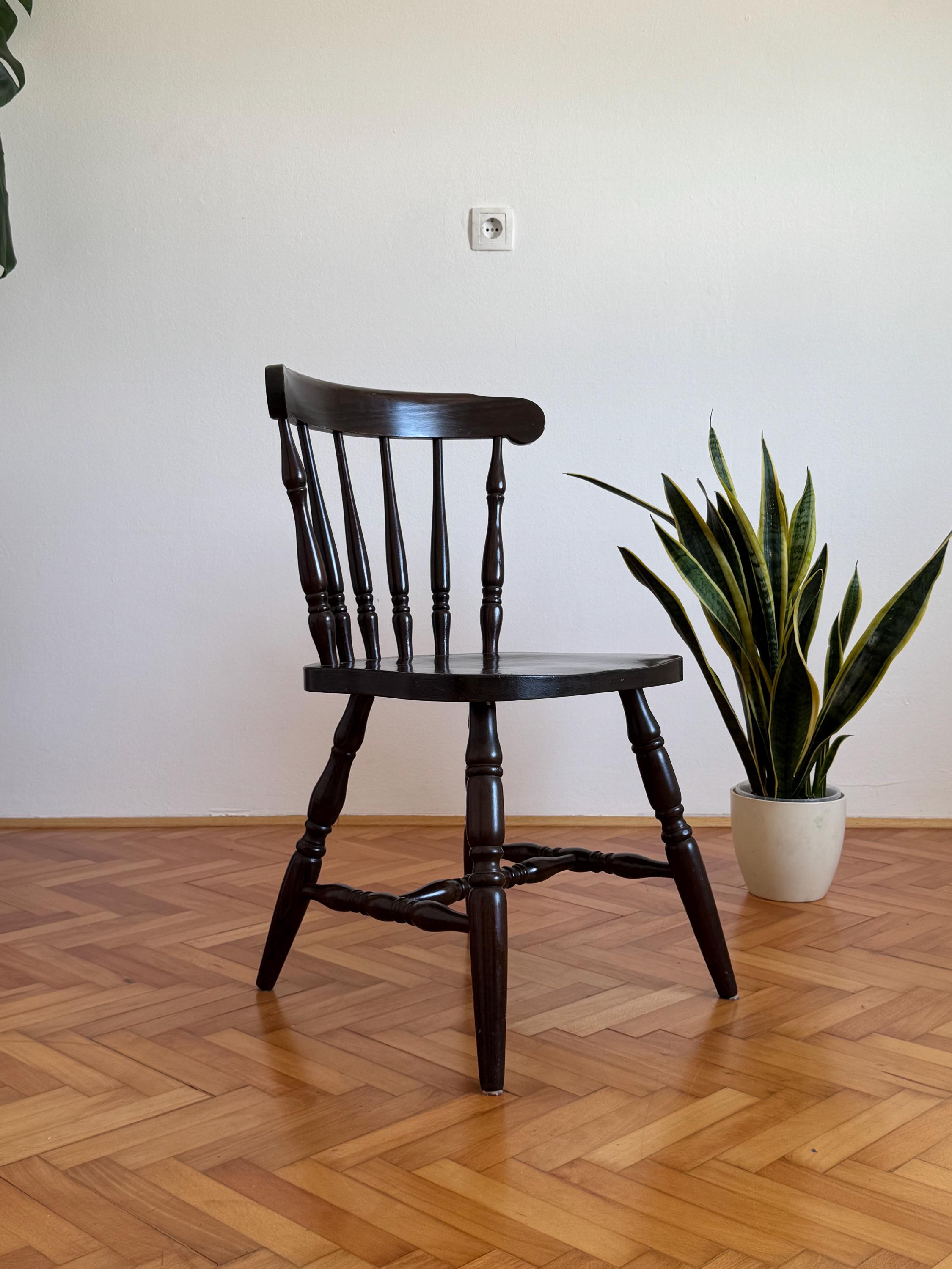 Vintage Dark Brown Wooden Dining Chair / Cottage Farmhouse Style Chair ...