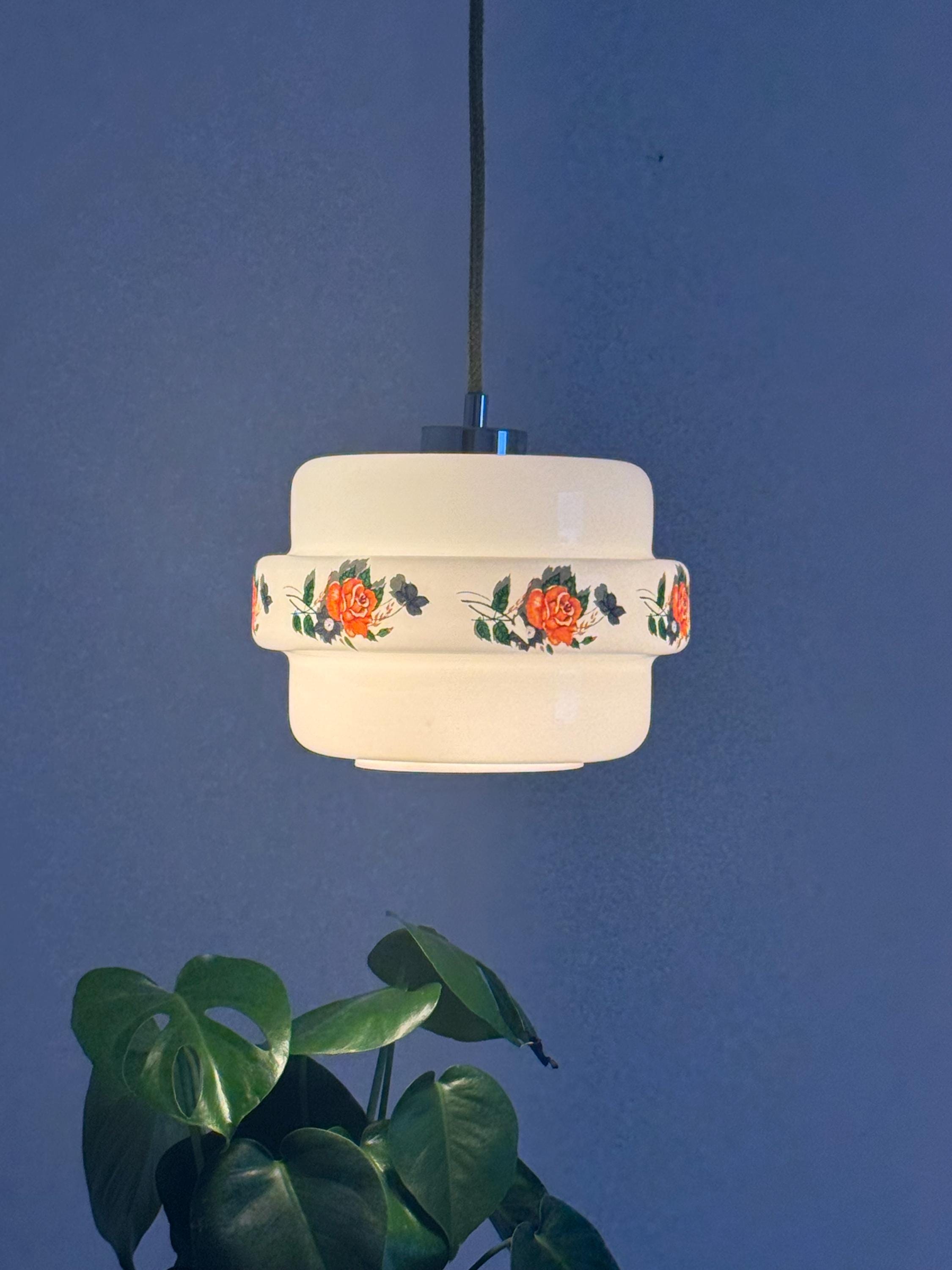 Vintage Opaline Glass Pendant Lamp / Mid-century / Yugoslavia / Retro ...