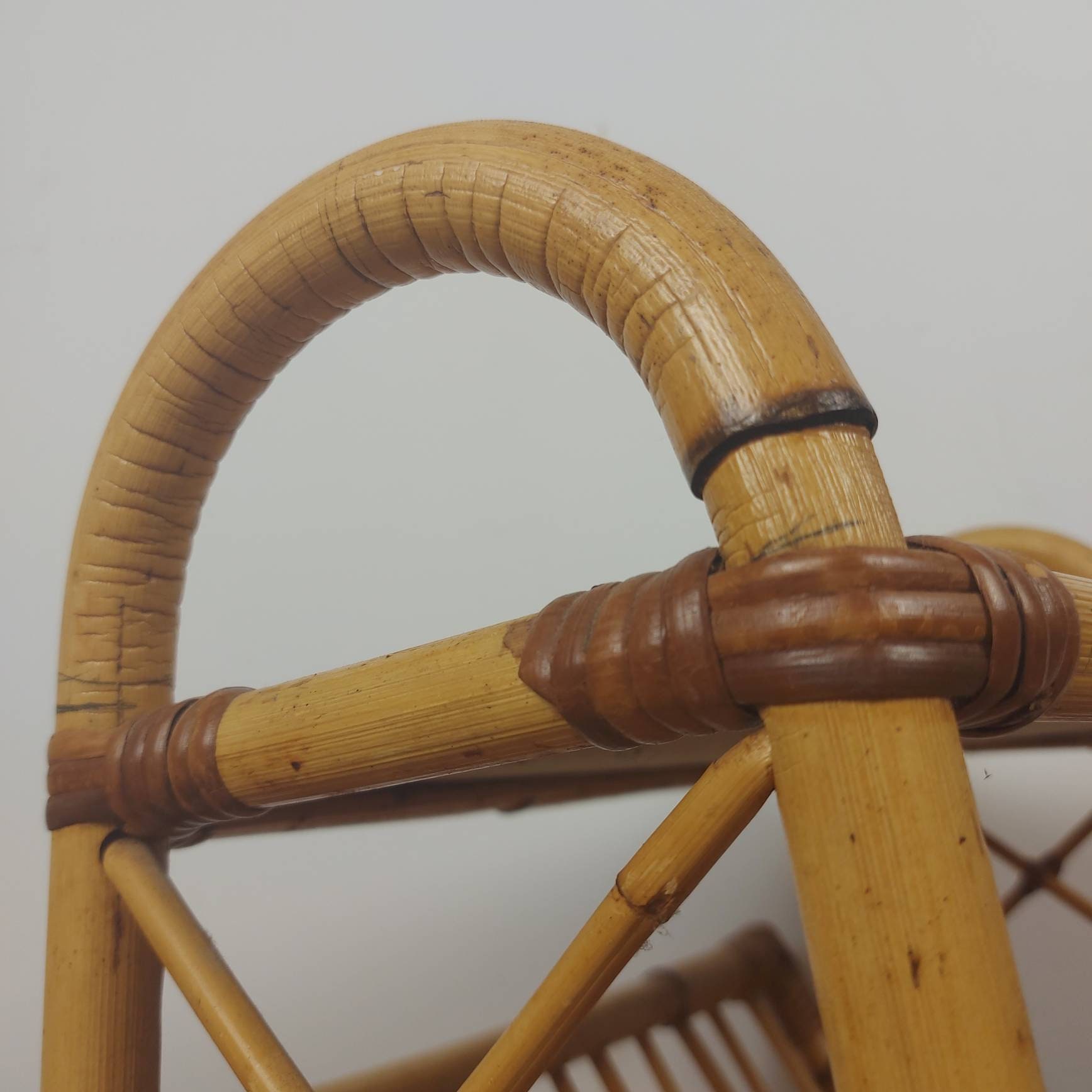 Vintage 80s Bamboo Rattan Magazine Rack Table Retro Mid - Etsy