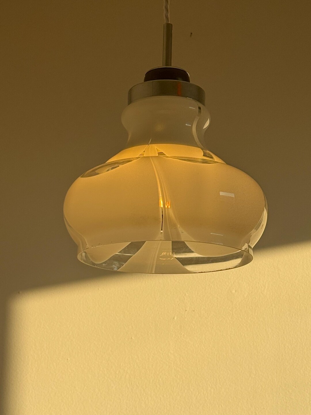 Mid-century Italian Glass Ceiling Light / Vintage Pendant Lamp / Retro ...