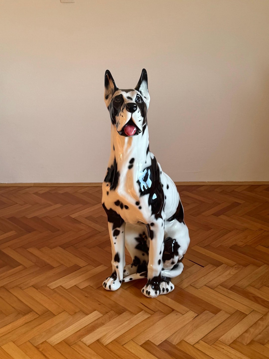 Black & White Great Dane Dog Ceramic Sculpture / Vintage Porcelanin ...