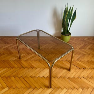 Vintage 80s Gold and Smoked Glass Coffee Table / Mid-century Modern ...