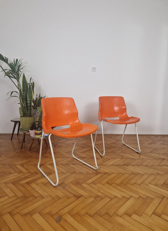 1 of 2 Space Age Orange Chair Vintage Meblo Chair Accent Chair Retro Dining Chair MCM Yugoslavia 1970s Etsy Canada
